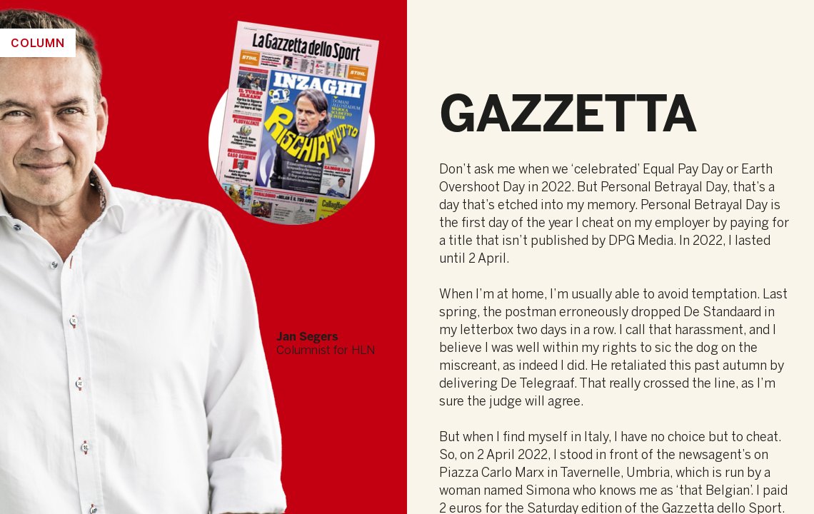 Column Jan Segers - DPG Media Annual Report 2022